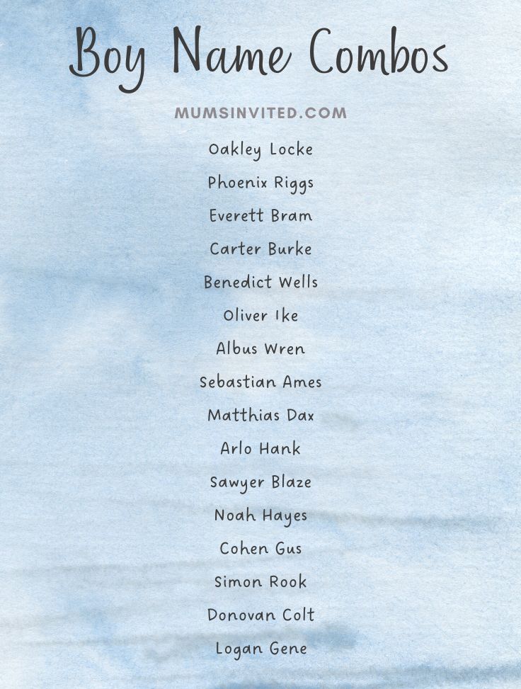 typical boy middle names