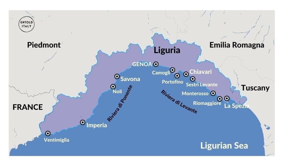 Map Of Italian Riviera Coast