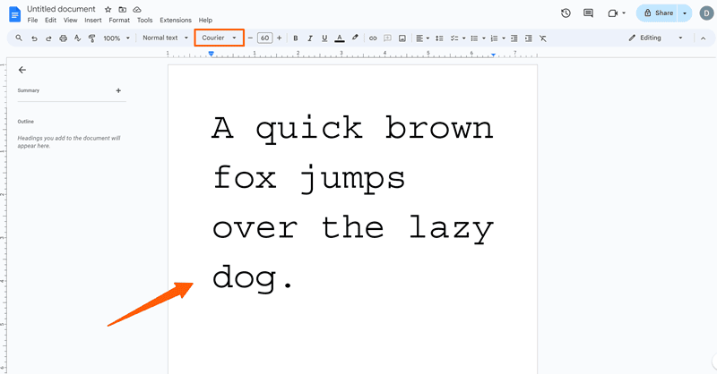 typewriter font google docs