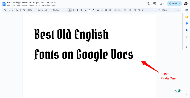 pirate font google docs