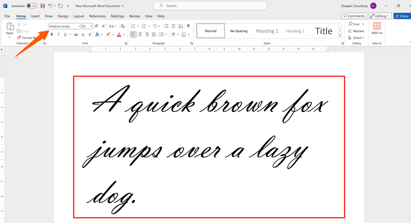 vladimir script font style