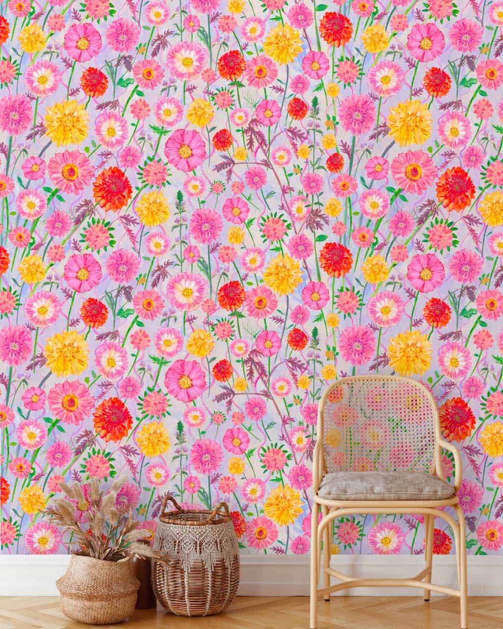 bright pink patterned wallpaper