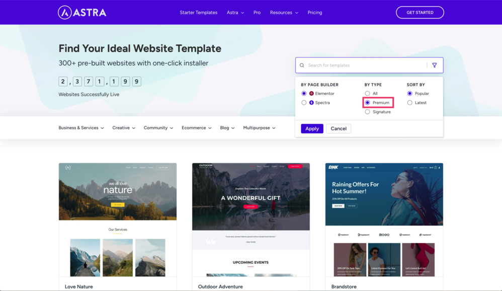 wordpress astra category template