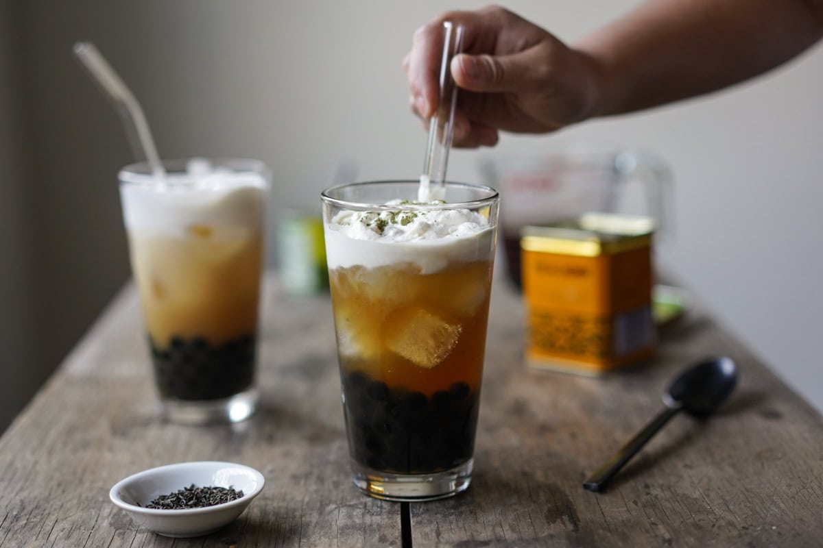 Boba Milk Tea Recipe (Bubble Tea w/ Sea Salt Cream) - Hungry Huy