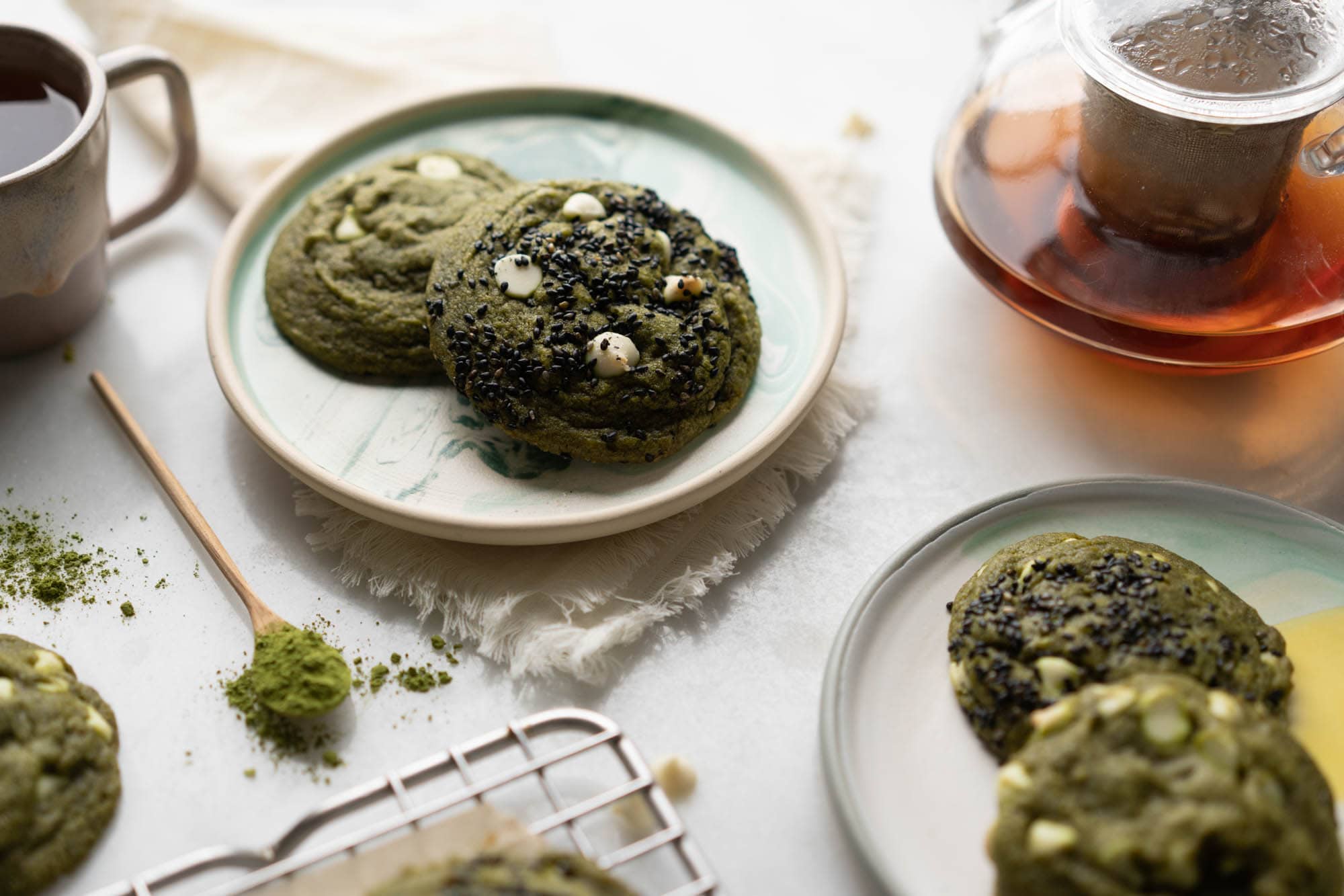 Matcha Cookies w/ White Chocolate Chips - Hungry Huy