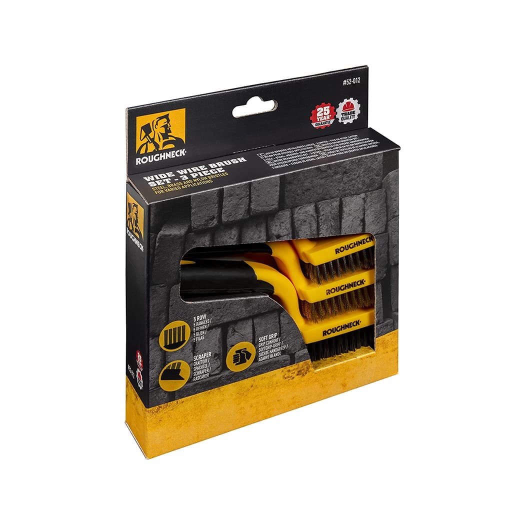 Roughneck 3 Piece Wide Wire Brush Set | Cornish Lime