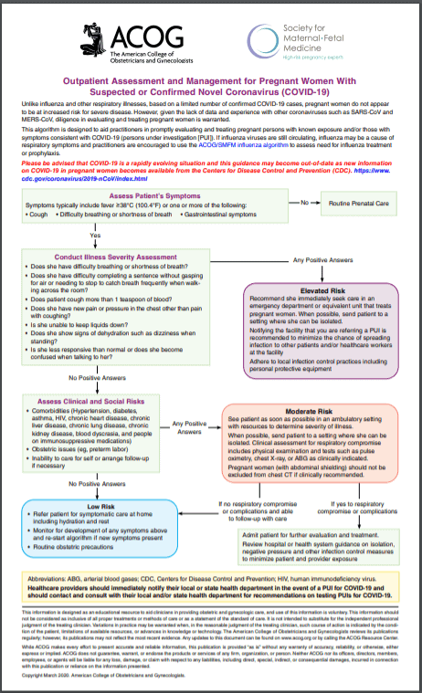 ACOG Algorithm: Outpatient Assessment & Management for Pregnant Women ...