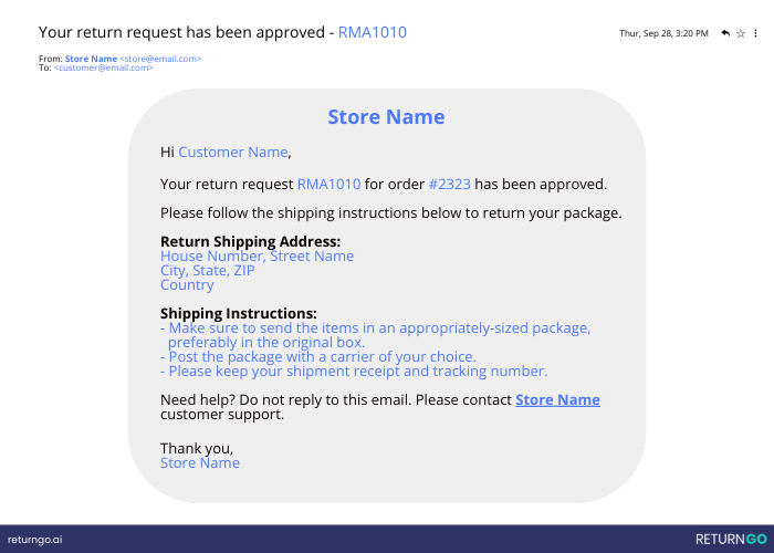 Keep Customers Updated With Return Notification Emails - ReturnGO